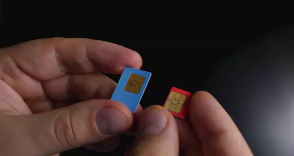 فوتیج سیم کارت 44718 Blue Mini-SIM Card And Red Micro-SIM Card - مزرعه ...